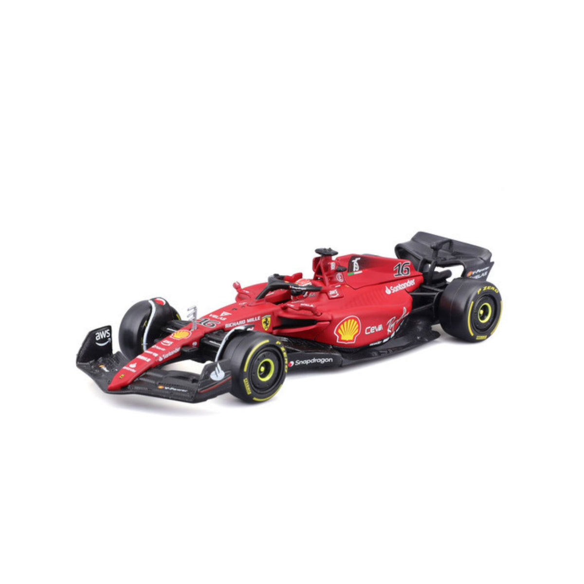 Ferrari F1 model car, with helmet, F1-75, bburago, 1:43, Carlos Sainz ...